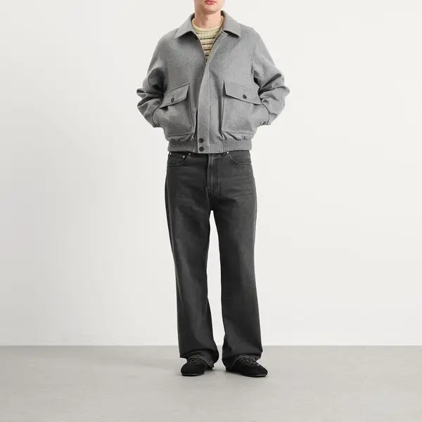 Auralee Cashmere Moleskin Zip Blouson - Top Gray | Editorialist